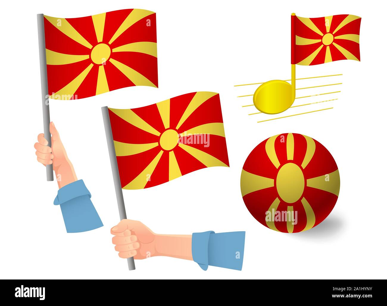 Macedonia flag icon set. National flag of Macedonia illustration Stock ...