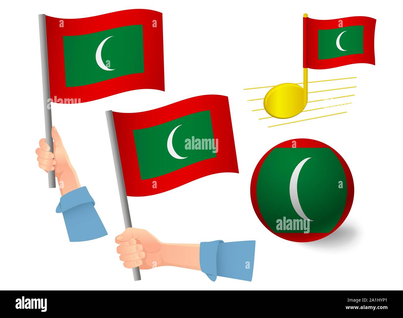 Maldives flag icon set. National flag of Maldives illustration Stock ...