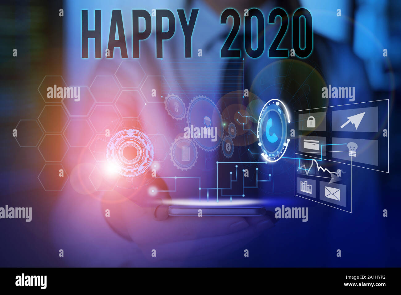 Conceptual hand writing showing Happy 2020. Concept meaning time or day ...