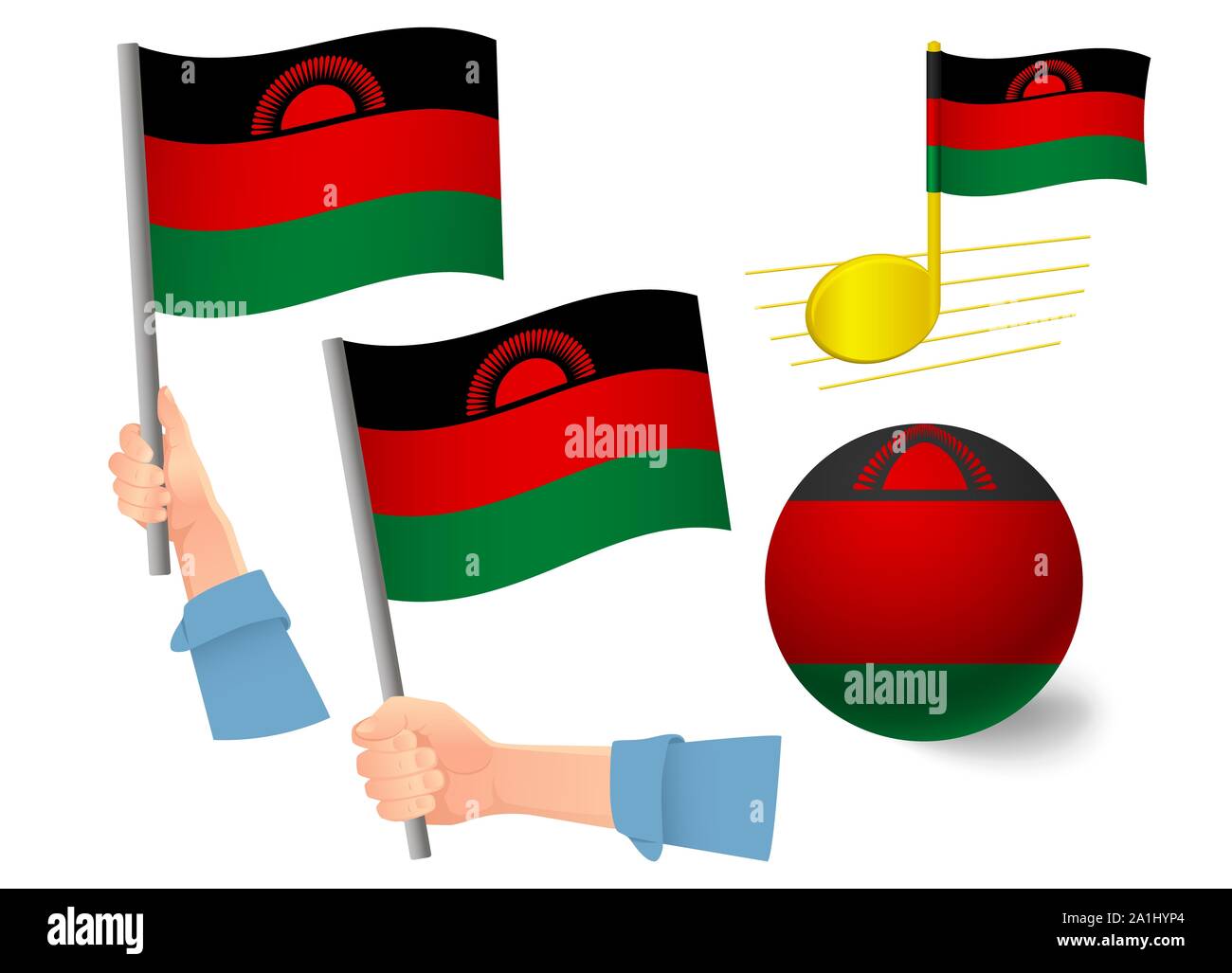 Malawi flag icon set. National flag of Malawi illustration Stock Photo ...