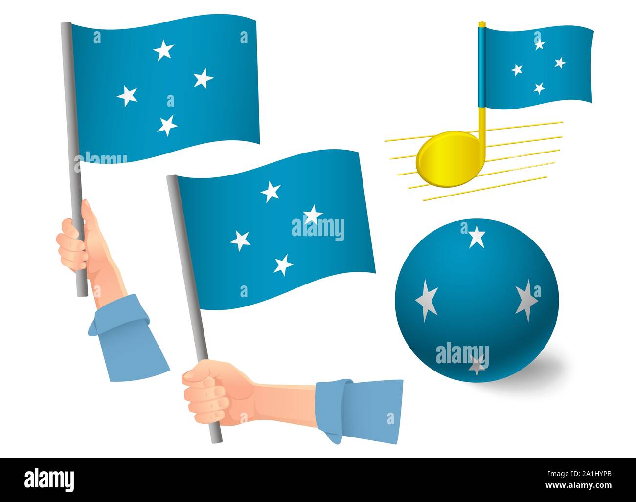 Micronesia flag icon set. National flag of Micronesia illustration ...