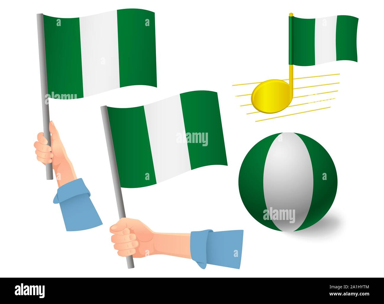 Nigeria flag icon set. National flag of Nigeria illustration Stock ...