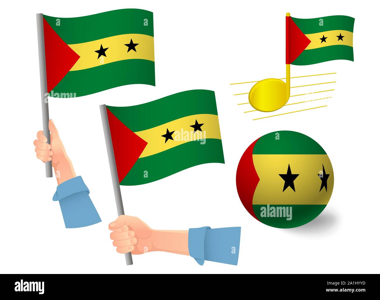 Sao Tome and Principe flag icon set. National flag of Sao Tome and ...