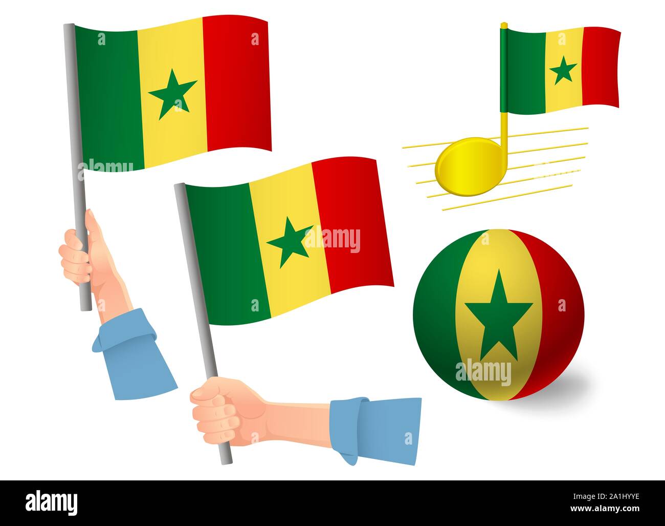 Senegal flag icon set. National flag of Senegal illustration Stock ...