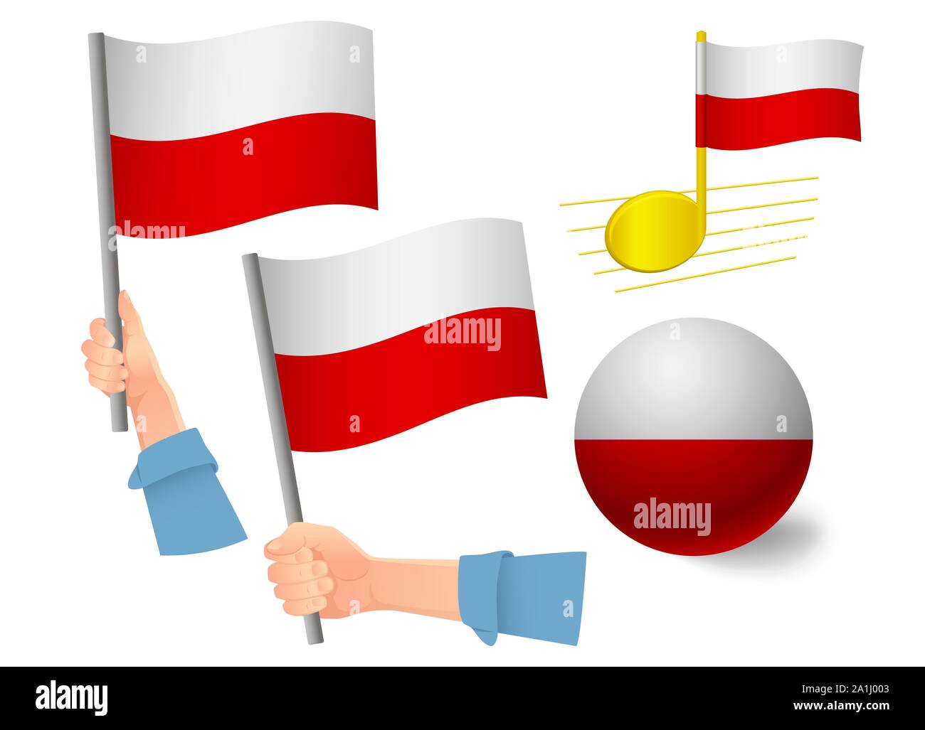 Poland flag icon set. National flag of Poland illustration Stock Photo ...