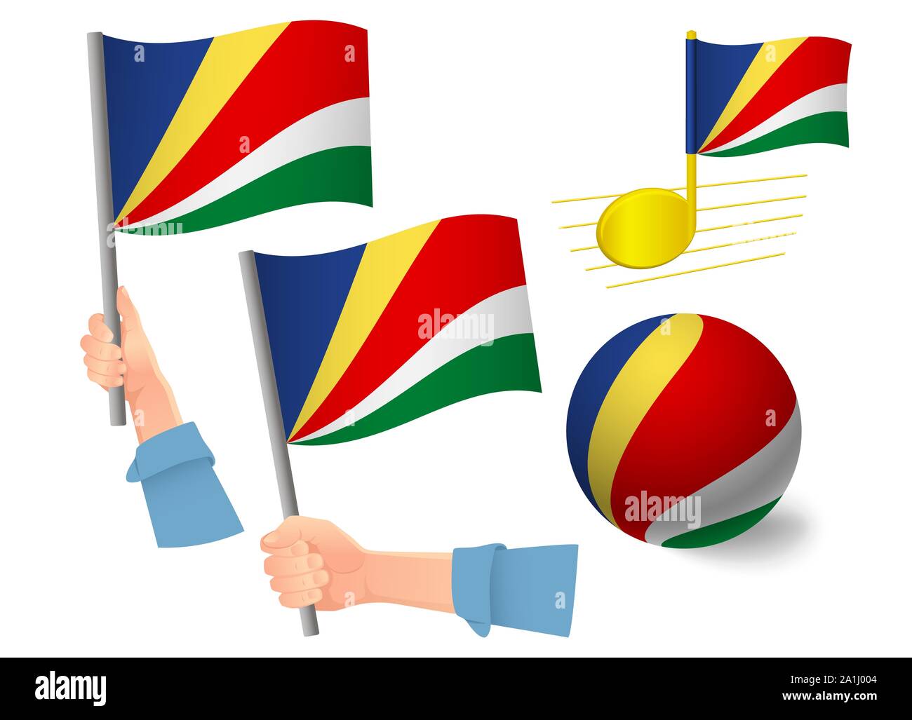 Seychelles flag icon set. National flag of Seychelles illustration ...