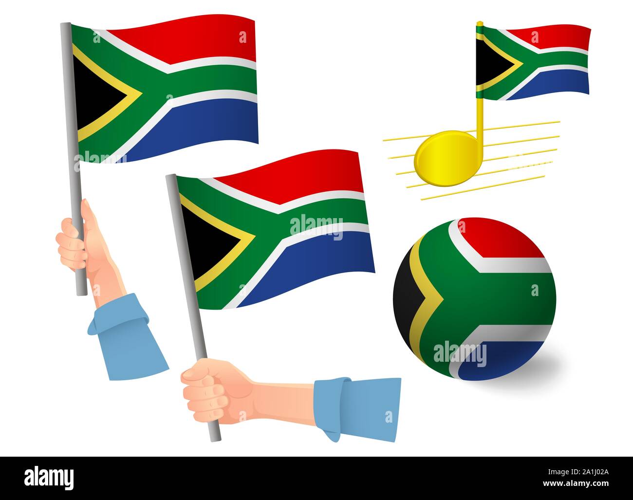 South Africa flag icon set. National flag of South Africa illustration ...