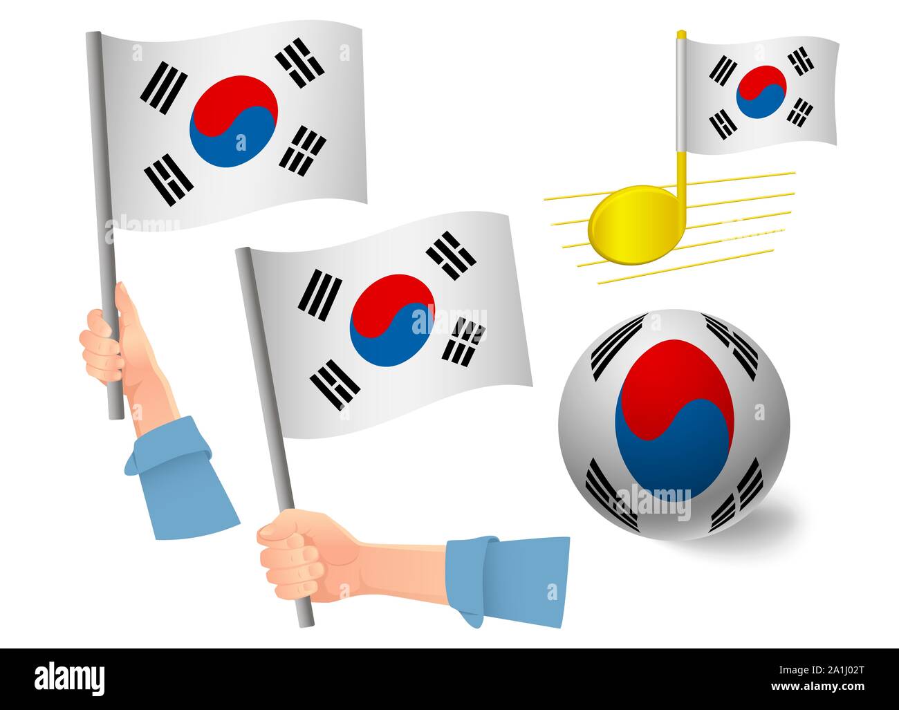South korea flag icon set. National flag of South korea illustration ...