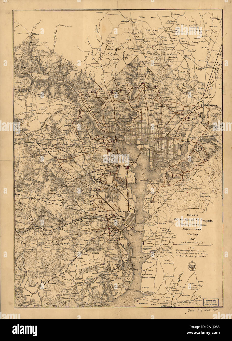 Map of N.E. Virginia, showing forts and roads Stock Photo - Alamy