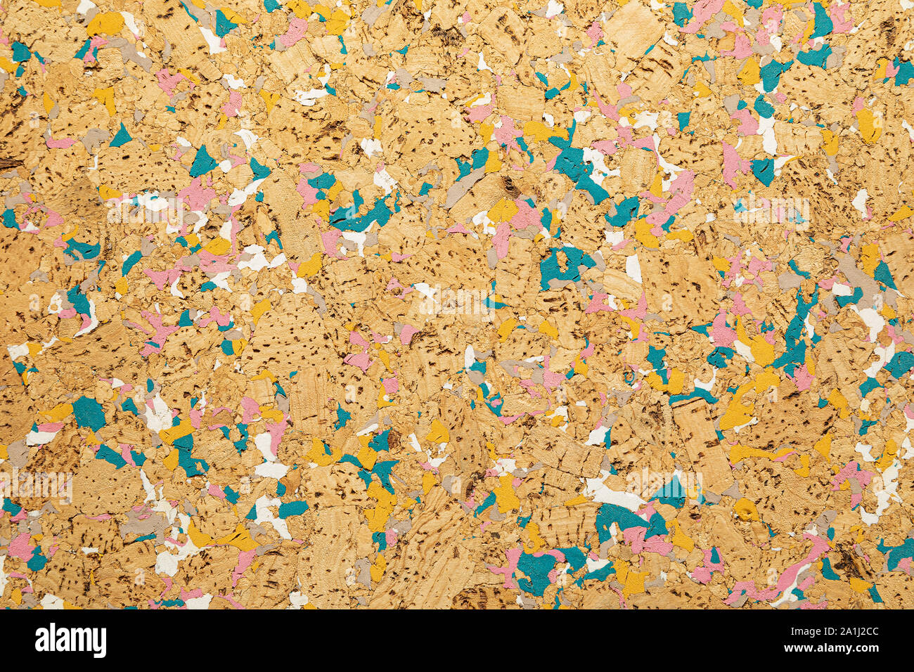 Close-up of cork sound insulation lagging with interspersing of blue ...