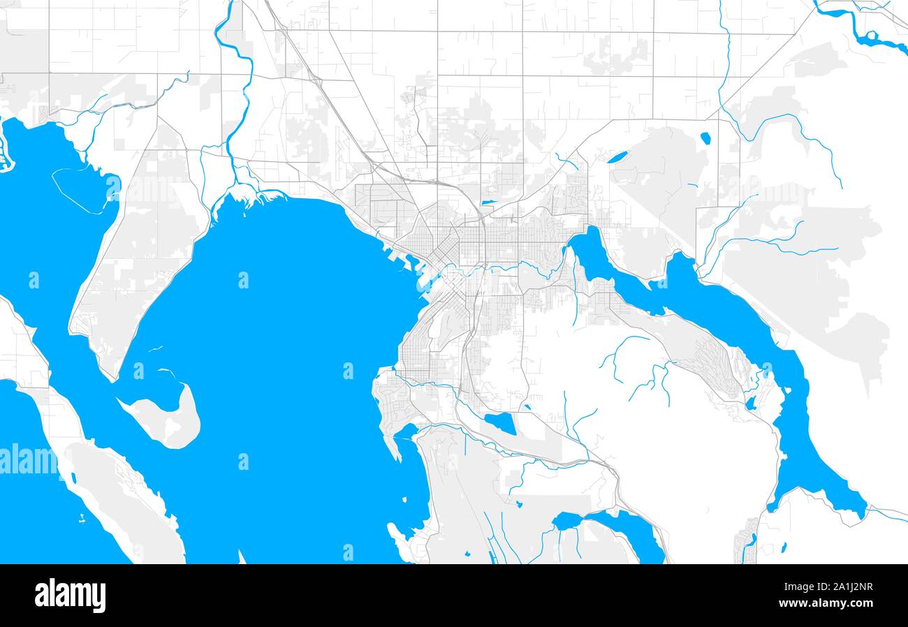 Rich detailed vector area map of Bellingham, Washington, USA. Map ...