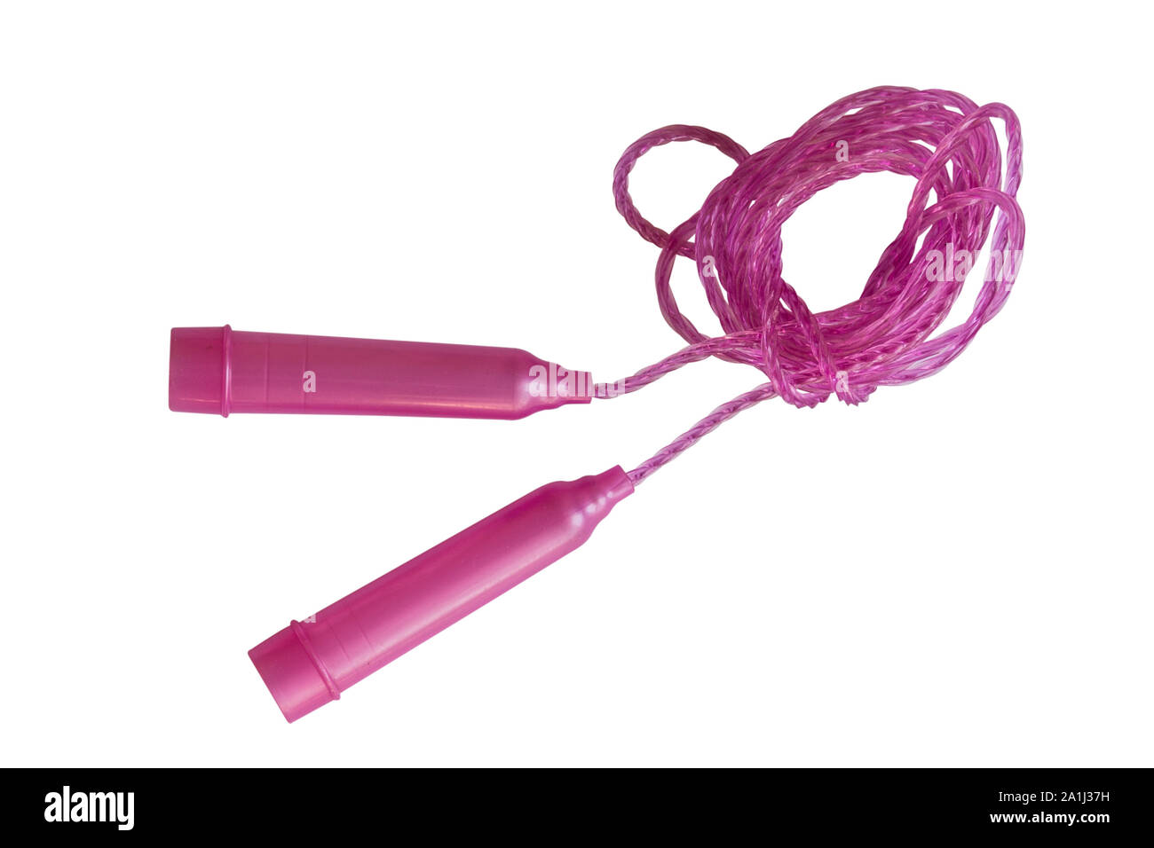 Pink skipping rope isolated on white background. Sport concept Stock ...