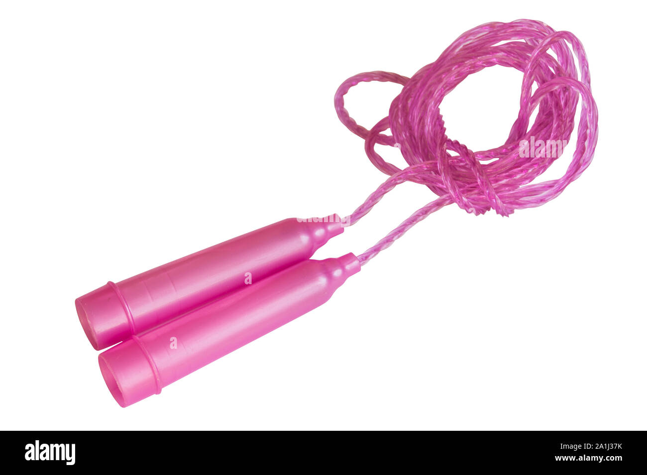 Pink skipping rope isolated on white background. Sport concept Stock ...