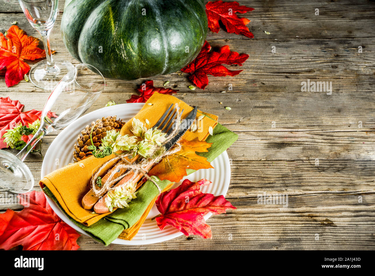 Autumn cutlery background. Fall card background for menu or invitation ...