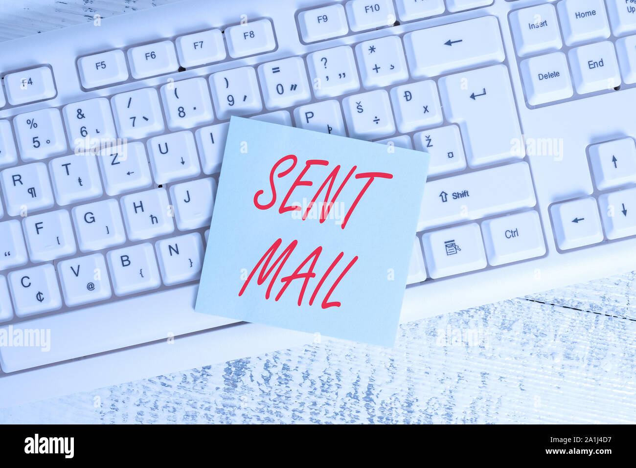 Conceptual hand writing showing Sent Mail. Concept meaning Event where ...