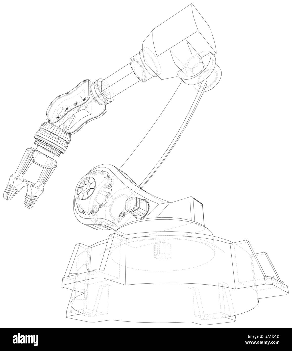 Robotic arm. Technical wire-frame. Vector rendering of 3d. EPS10 format ...