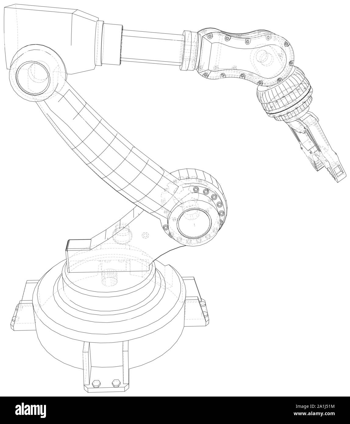 Robot hand wire-frame. Vector illustration. Tracing illustration of 3d ...