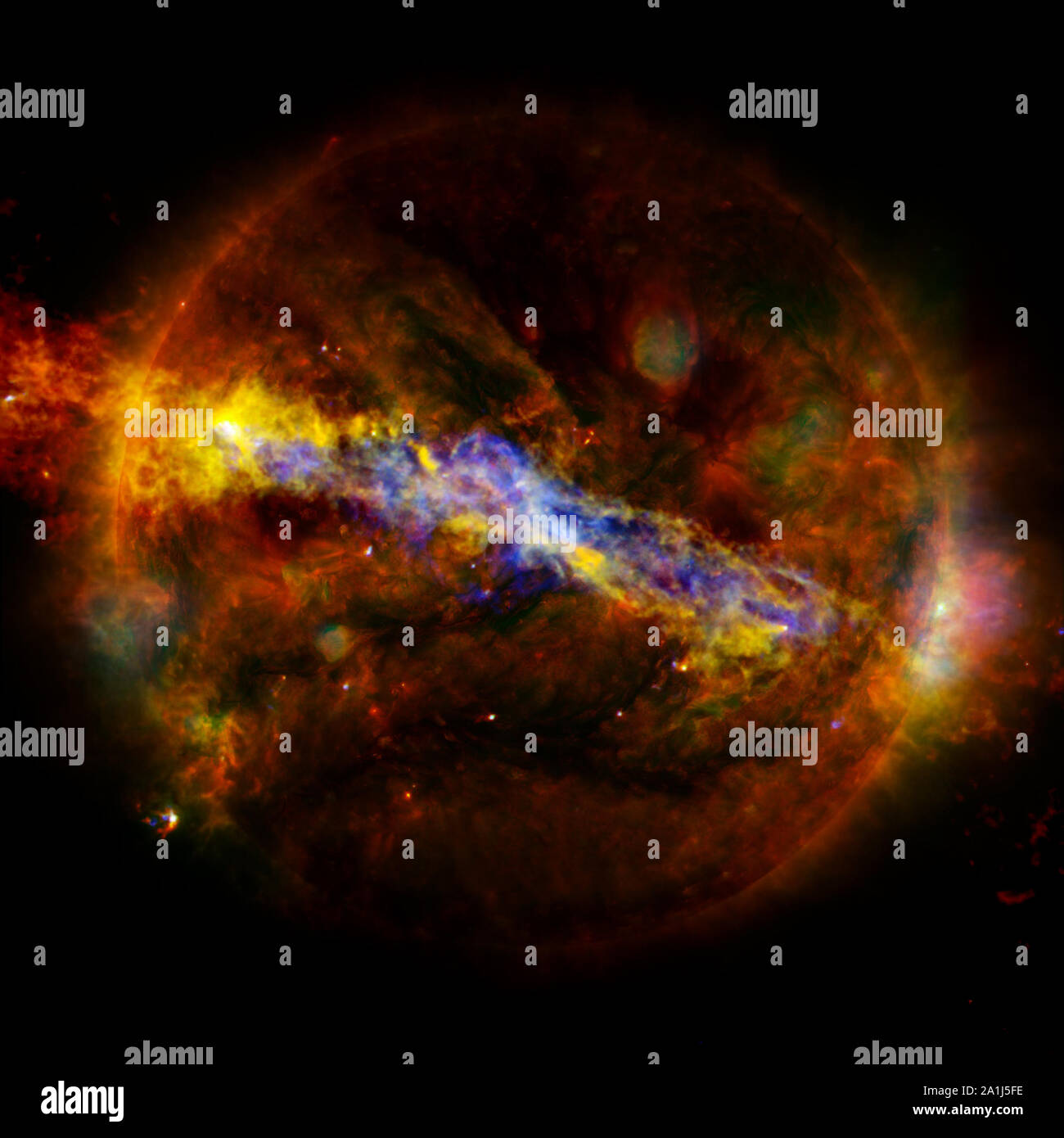 Extremely hot star. Flaring of Sun. Beauty of endless universe ...