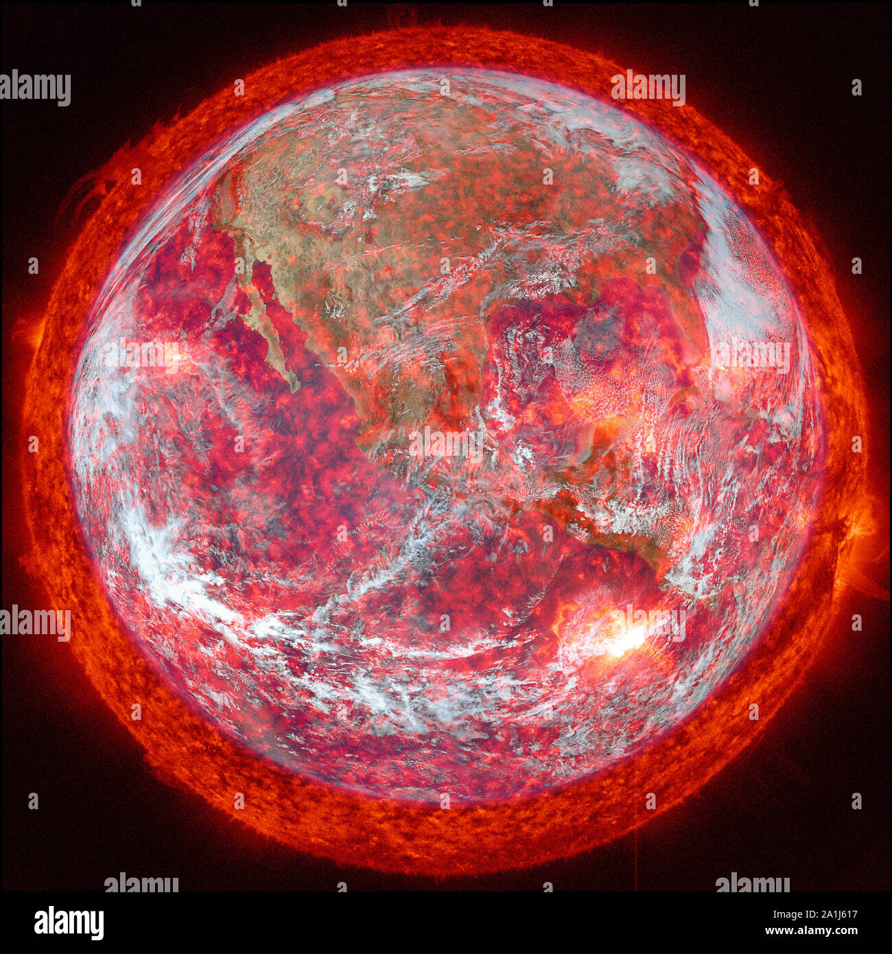 Extremely hot star. Flaring of Sun. Beauty of endless universe ...