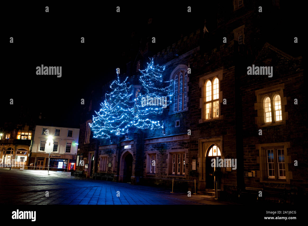 Tavistock Town Hall and Bedford Square, Tavistock, Devon Stock Photo ...