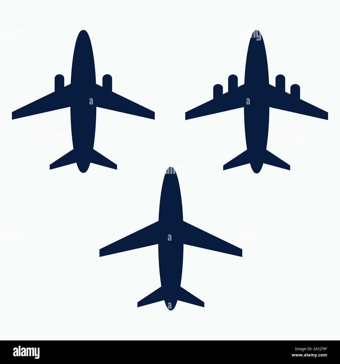 airplanes icons from top view vector illustration set Stock Vector ...
