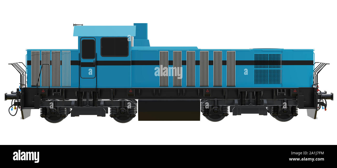 Powerful freight train on isolated white background. 3d rendering Stock ...