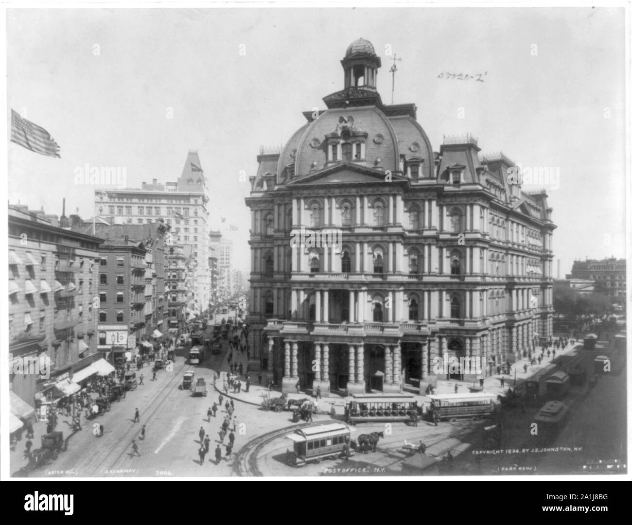 N.Y.C. Post Office. Panoramic view showing Broadway and Park Row Stock ...