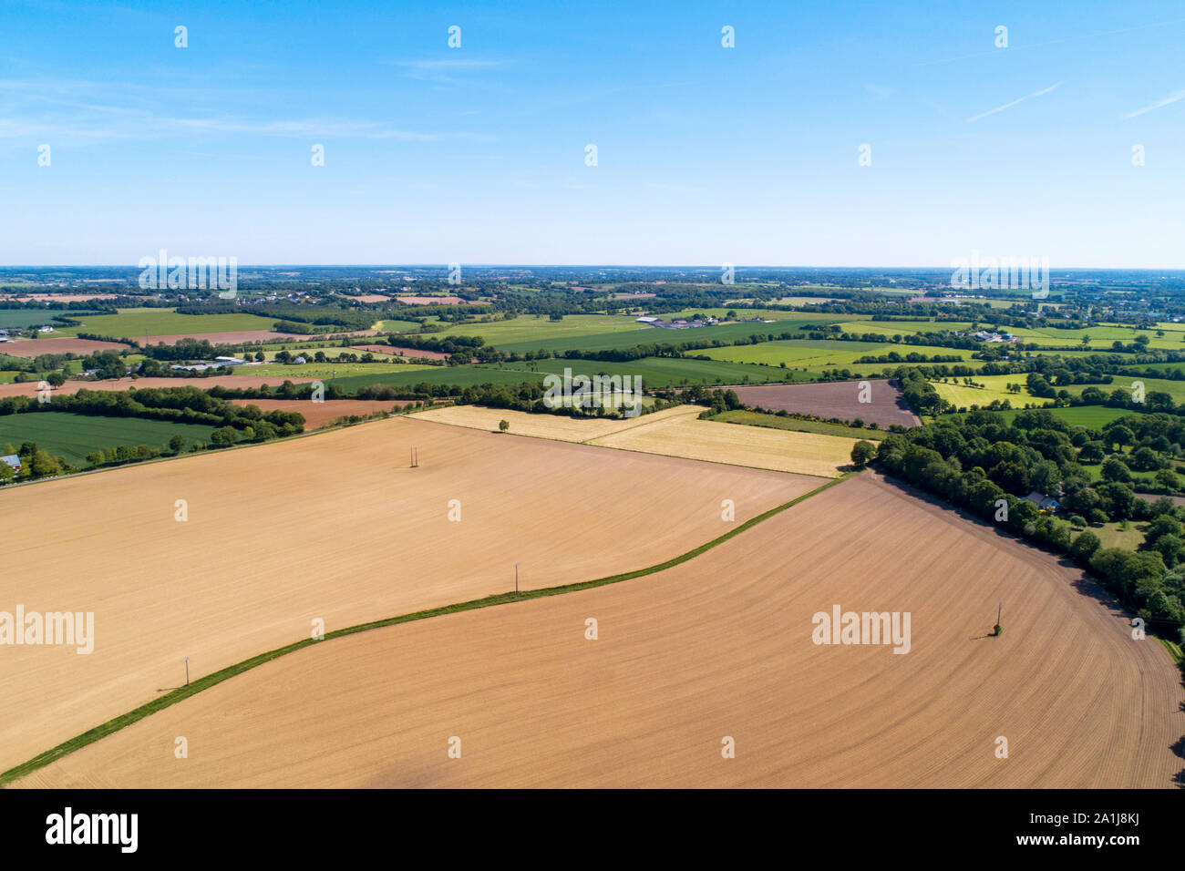 Chateaubriant (north-western France): aerial view of the countryside ...
