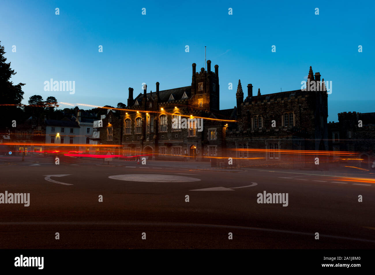 Tavistock Town Hall and Bedford Square, Tavistock, Devon Stock Photo ...