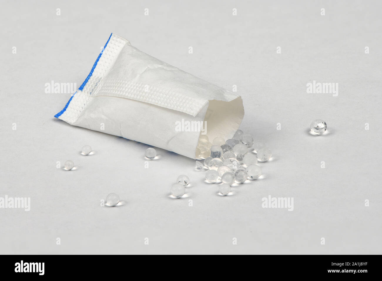 Polymer pellets. Pile of silica gel. Isolated on a white background ...