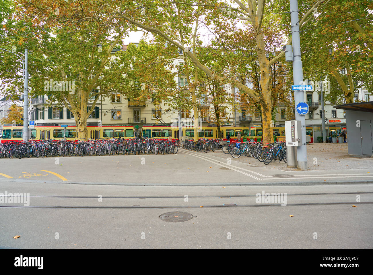 ZURICH, SWITZERLAND - CIRCA OCTOBER, 2018: Zurich urban landscape in ...