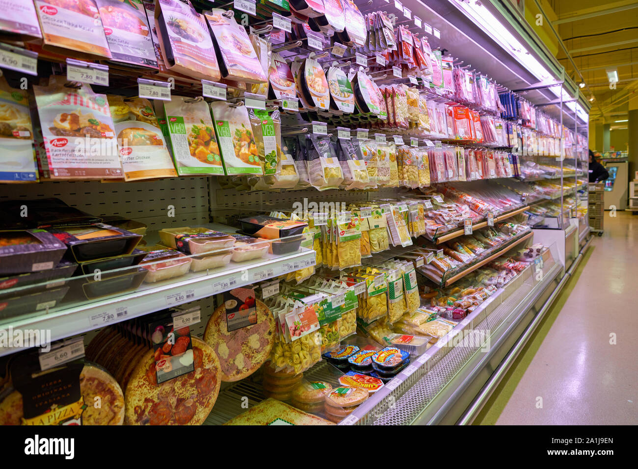 ZURICH, SWITZERLAND - CIRCA OCTOBER, 2018: interior shot of Migros ...