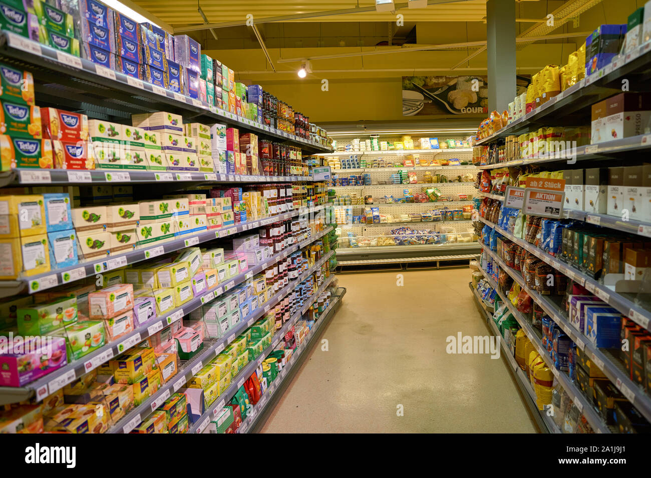 ZURICH, SWITZERLAND - CIRCA OCTOBER, 2018: interior shot of Migros ...