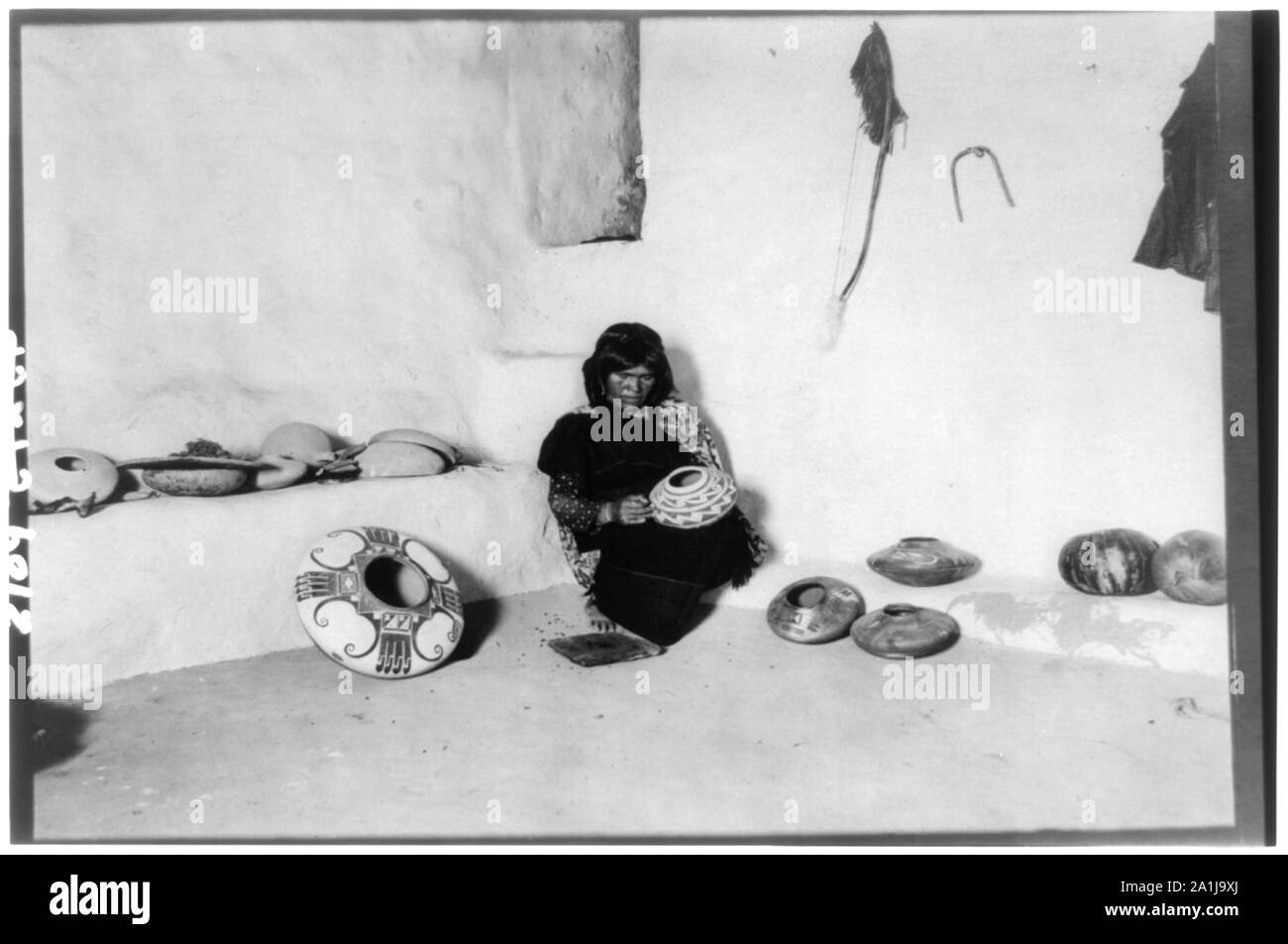 Nampeyo, a noted Tewa Hopi potter of the Hano pueblo in northeastern ...