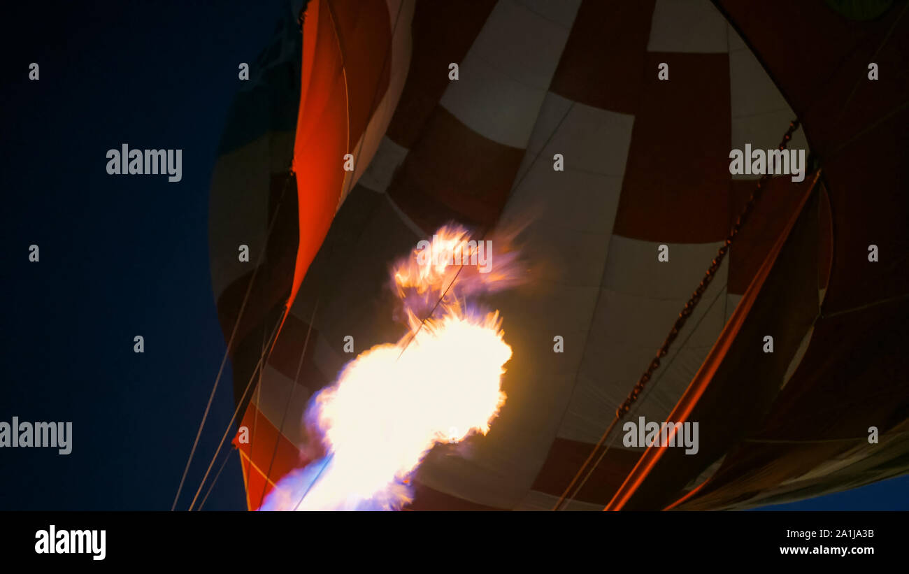 Fire from gas jet burner in hot air balloon Stock Photo - Alamy