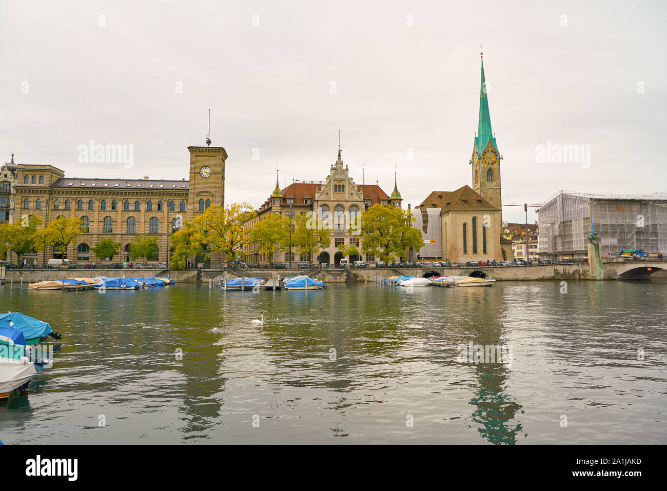ZURICH, SWITZERLAND - CIRCA OCTOBER, 2018: Zurich urban landscape in ...