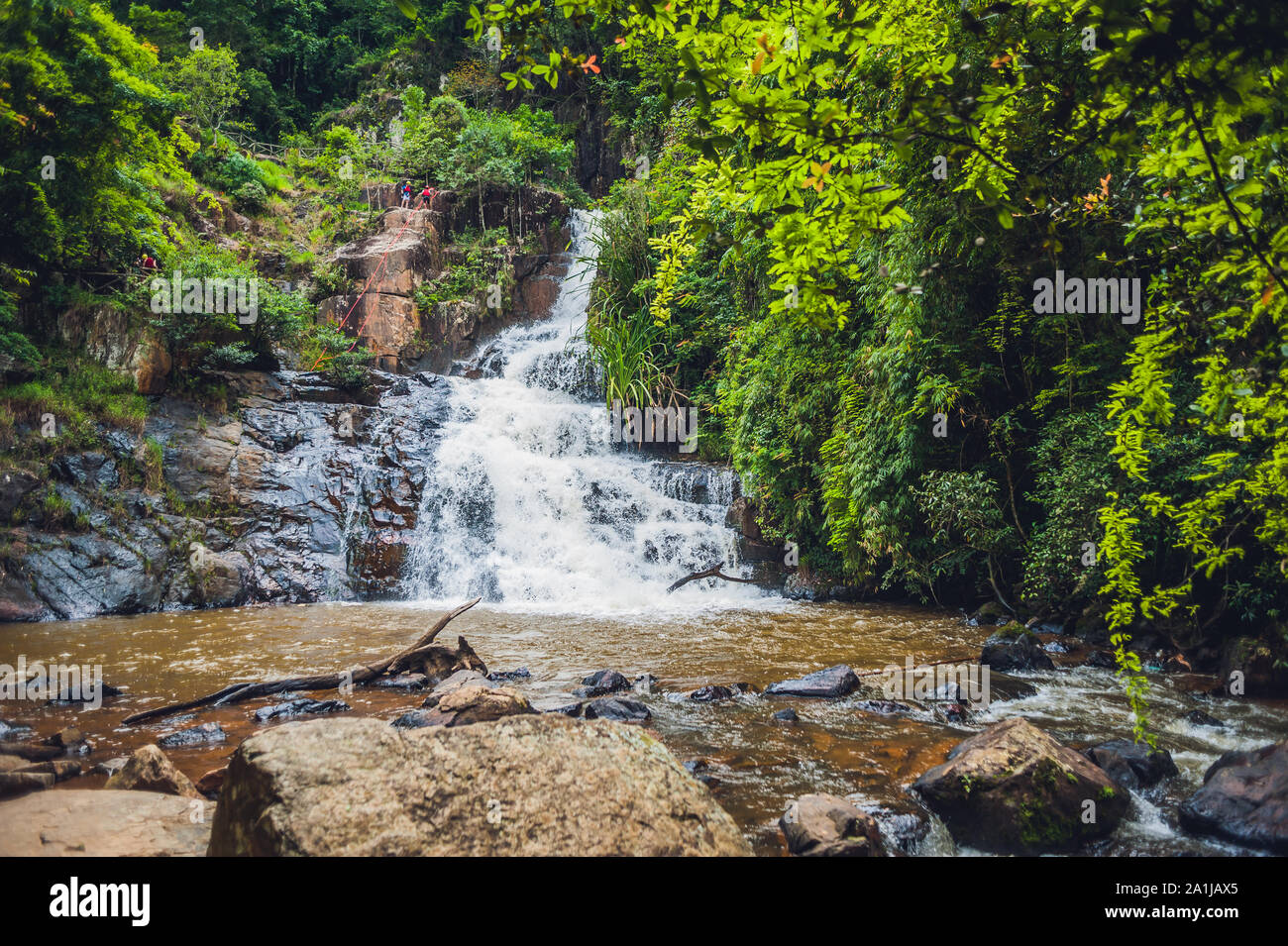 Beautiful cascading Datanla waterfall In the mountain town Dalat ...