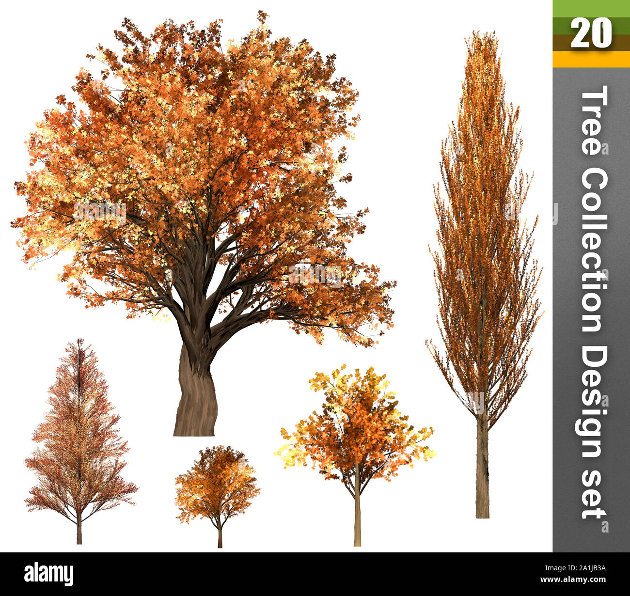 Tree correction design set. 3D Illustration. White background isolate ...