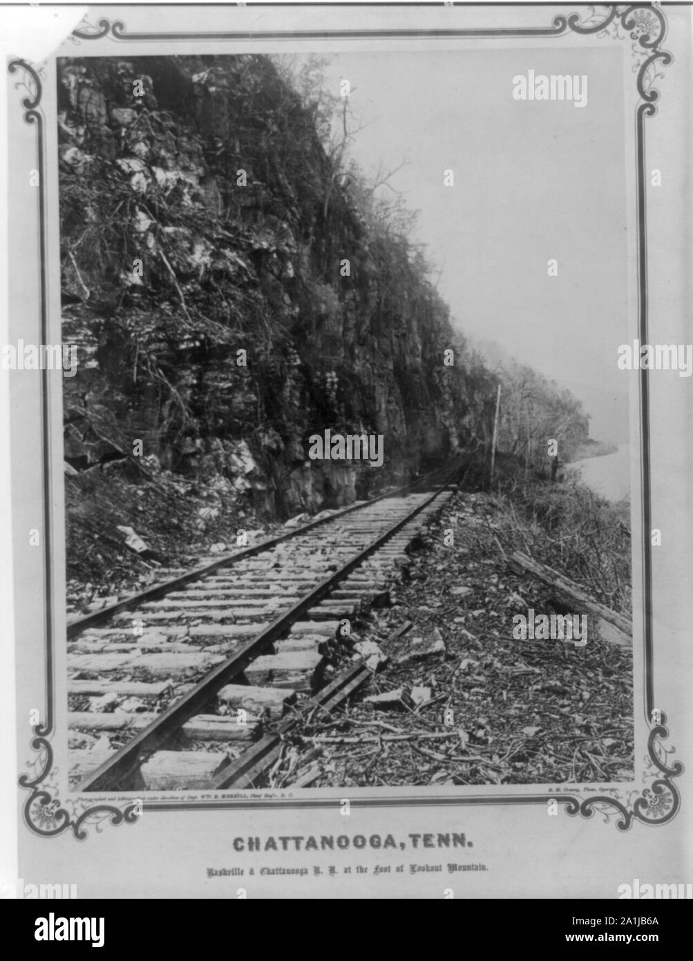 Nashville and Chattanooga Railroad tracks at the foot of Lookout ...
