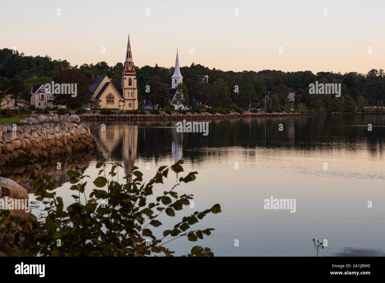 Churches along the waterfront Stock Photo - Alamy