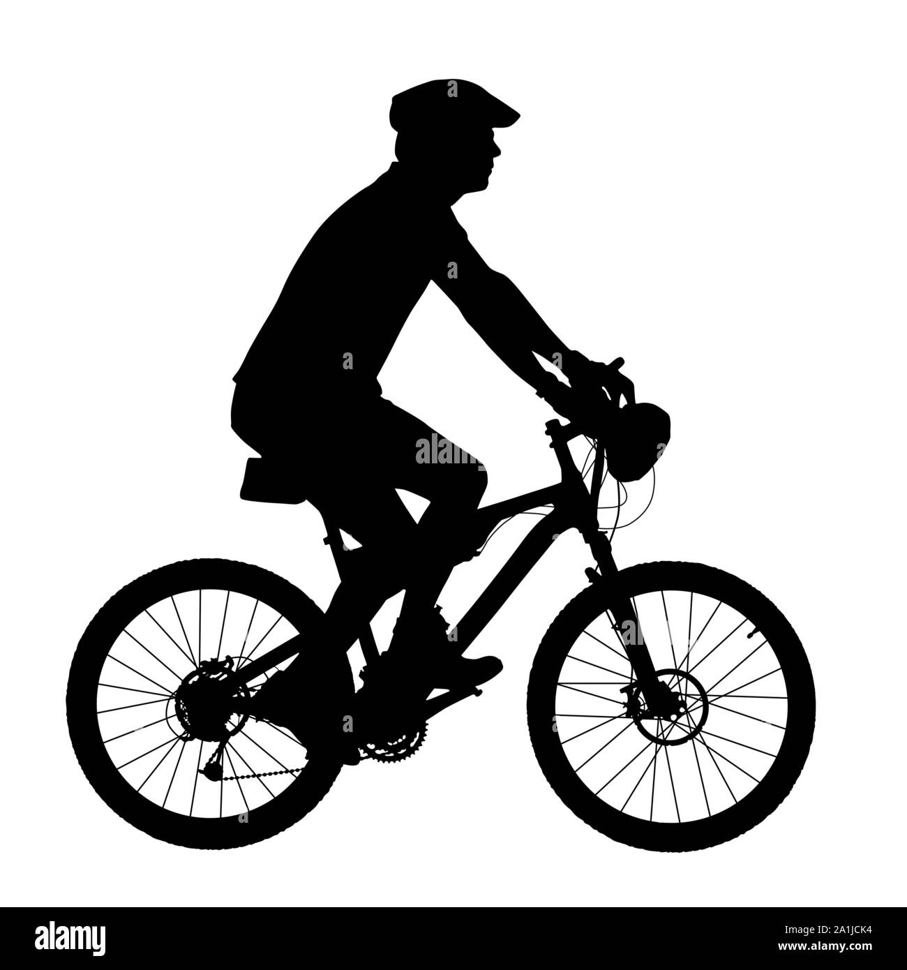 Cyclist silhouette isolated on white background vector Stock Vector ...