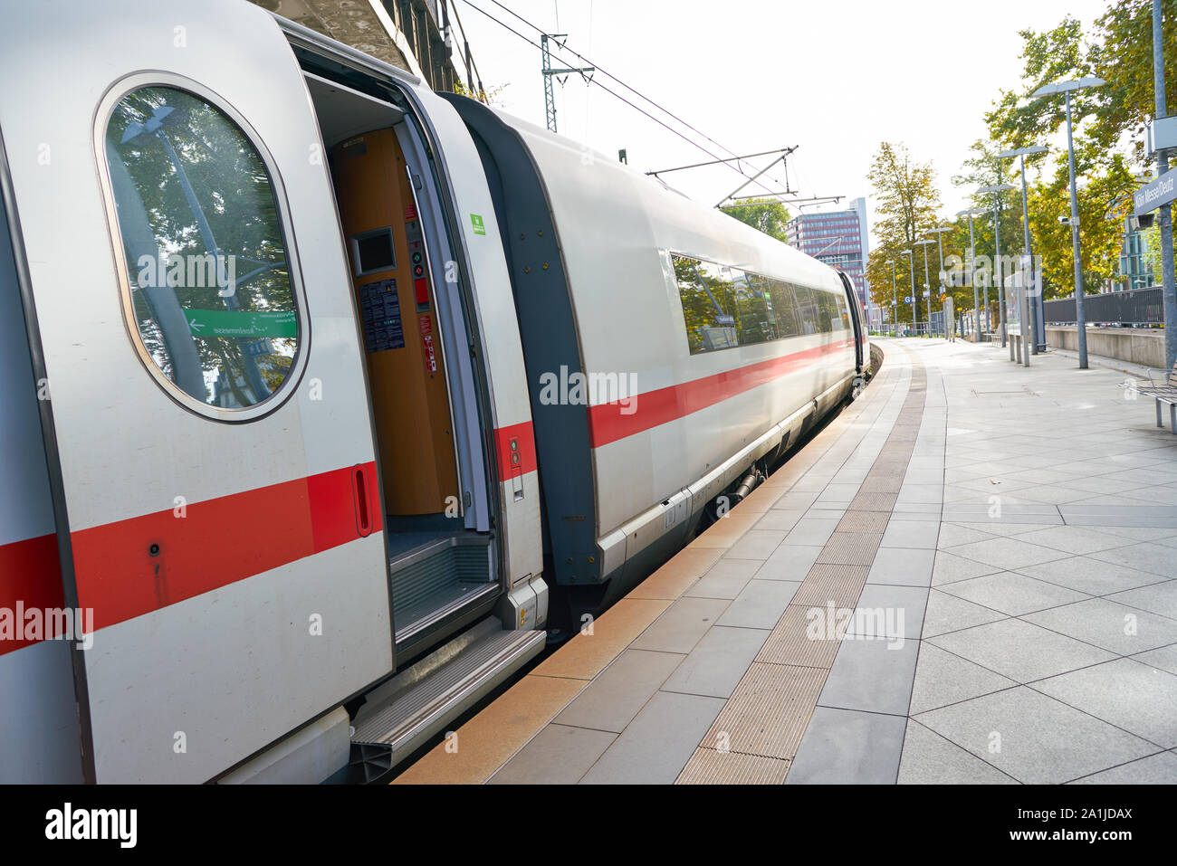 COLOGNE, GERMANY - CIRCA SEPTEMBER, 2018: a train on platform seen in ...