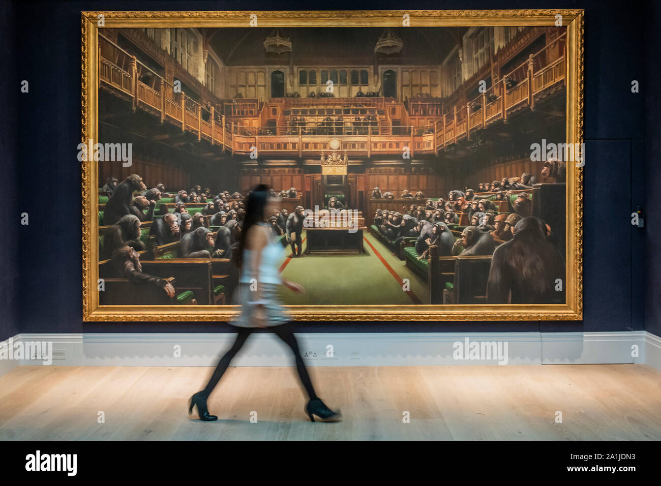 London, UK. 27th Sep 2019. Devolved Parliament, 2009, by Banksy, est £1 ...