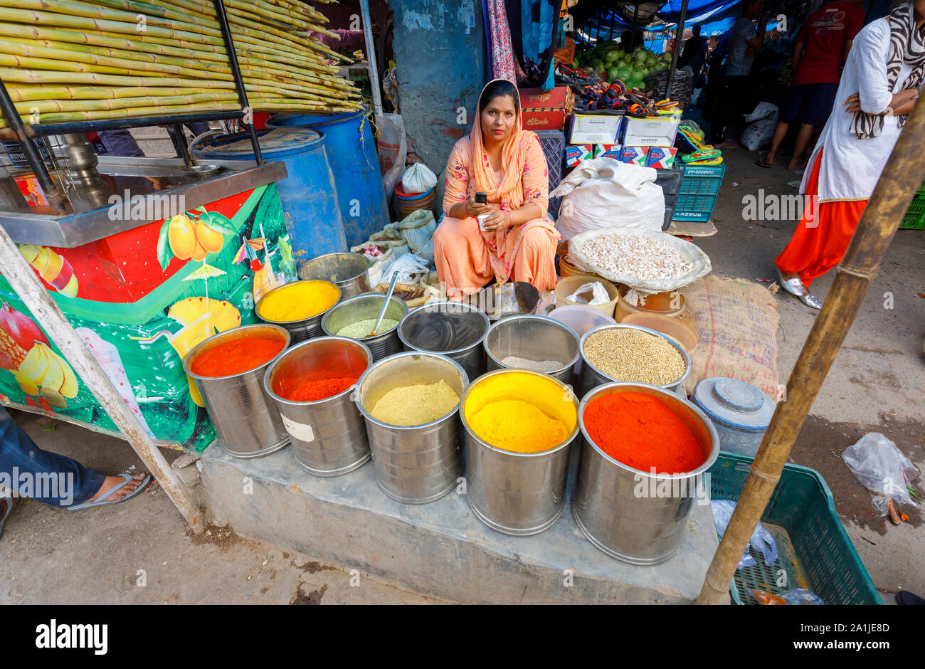 Street scene, Mahipalpur district, a suburb of New Delhi, capital city ...