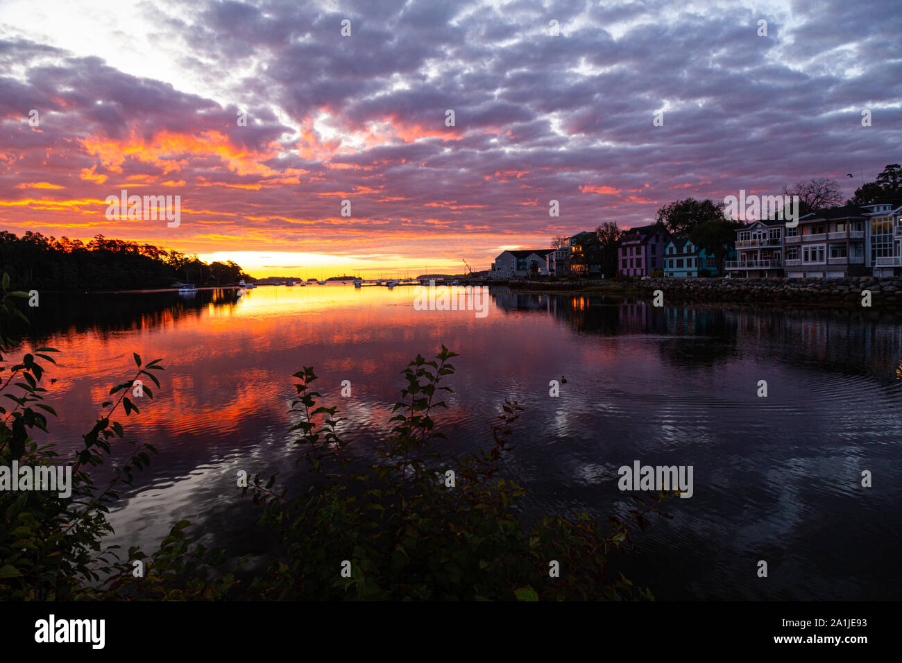 Breathtaking sunrise with a very dramatic sky and brilliant colors on ...