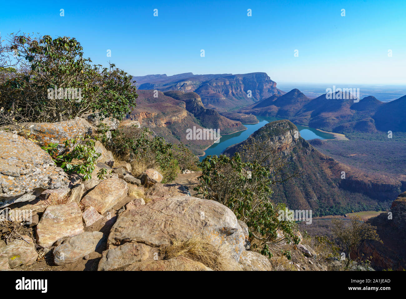 impressive view of three rondavels and the blyde river canyon in south ...