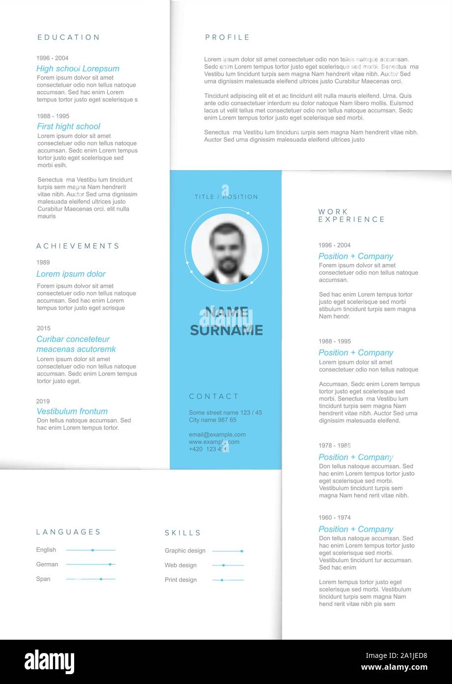 Vector minimalist cv / resume template with blocks design - vertical ...