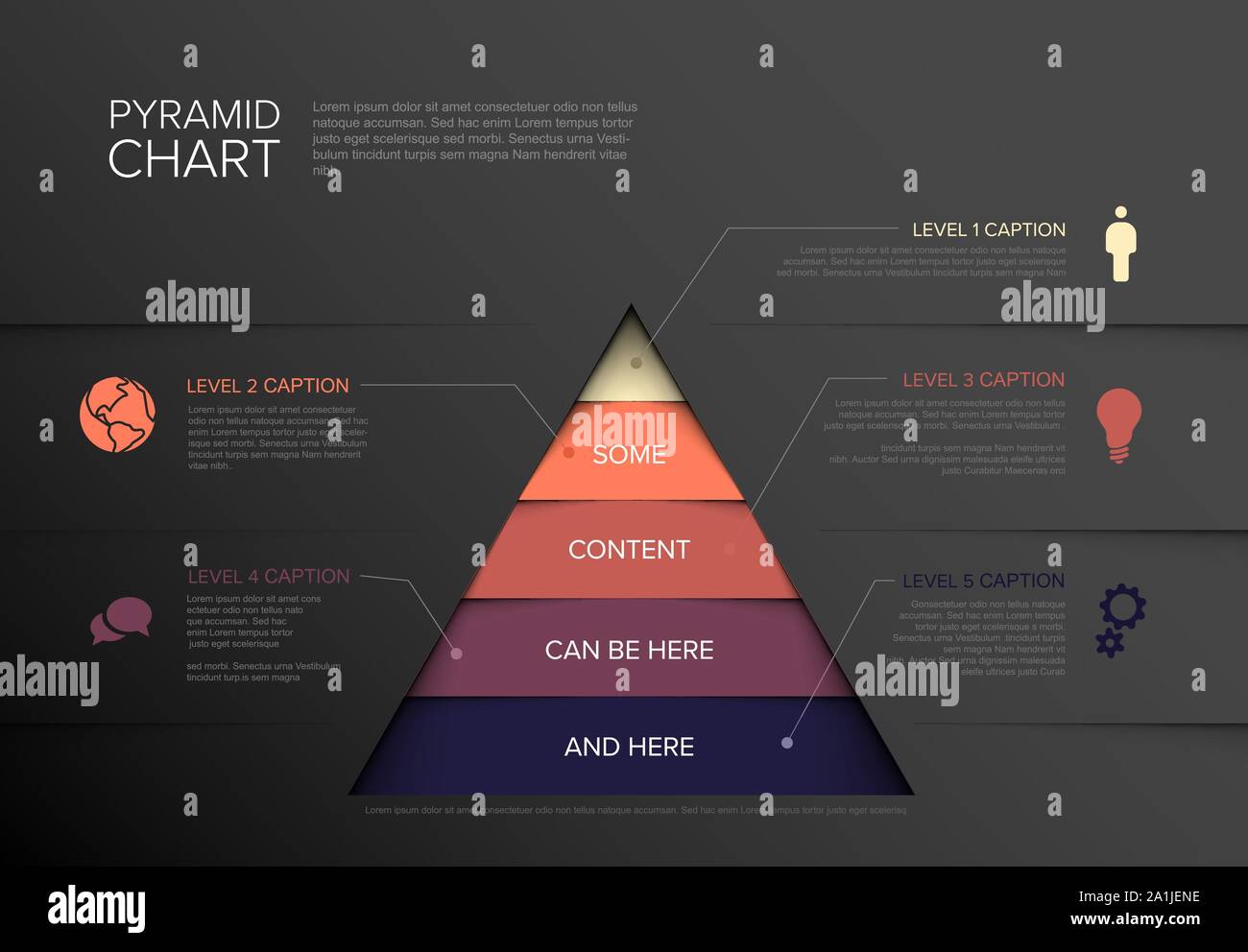 Vector solid Infographic Pyramid chart diagram template with icons and ...