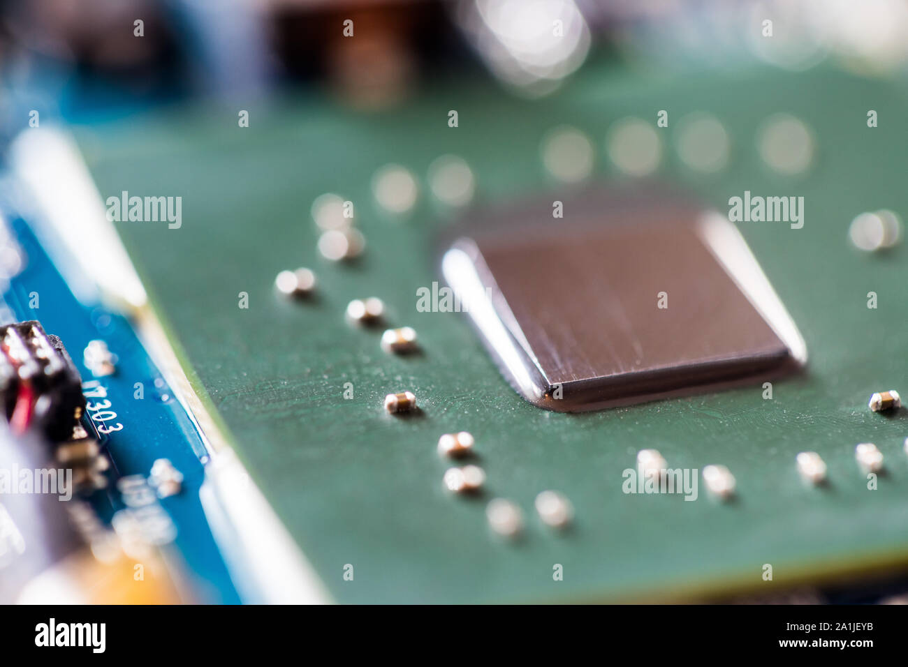 Computer chip on a circuit board, close up; Computer technology Stock ...