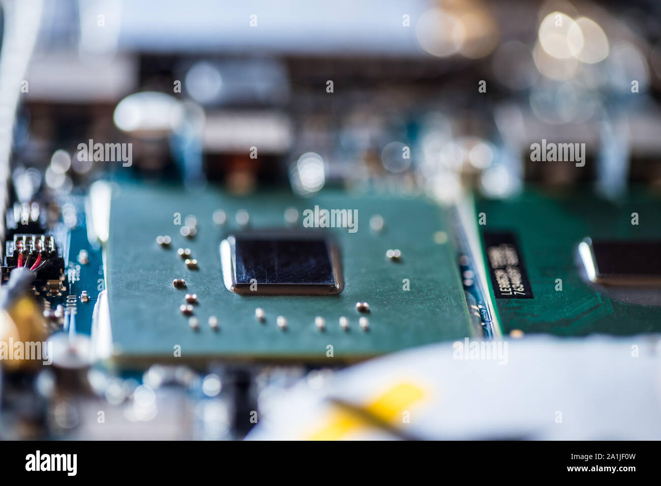 Computer chip on a circuit board, close up; Computer technology Stock ...